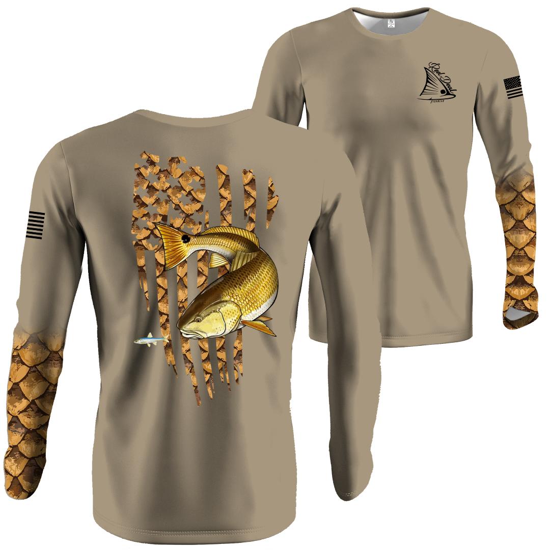 Redfish Flag Pewter Long Sleeve Performance Dri-fit (LS16) – REEL DEAL ...